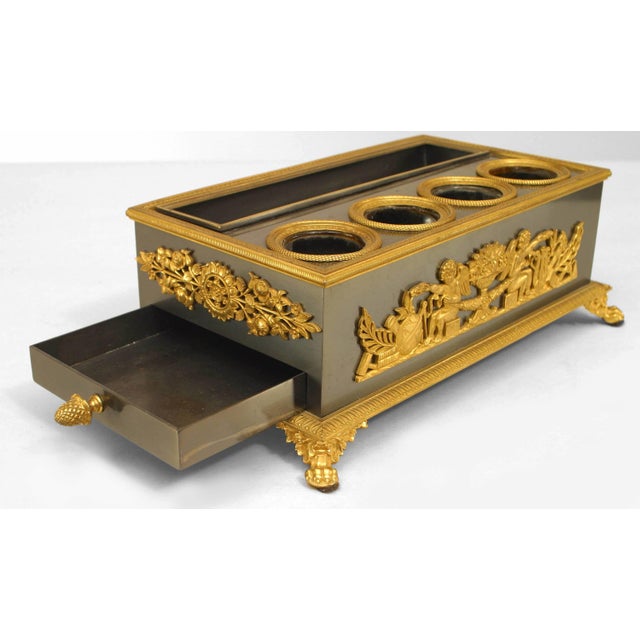 French Empire Steel Inkwell, 19th Century | Chairish