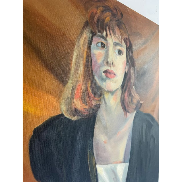 Original Patricia Max Portrait of Woman Wearing Halston Dress Painting ...