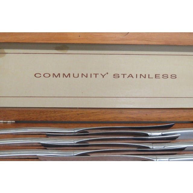 Oneida Frostfire Community Stainless Serrated Steak Knife Set Walnut ...