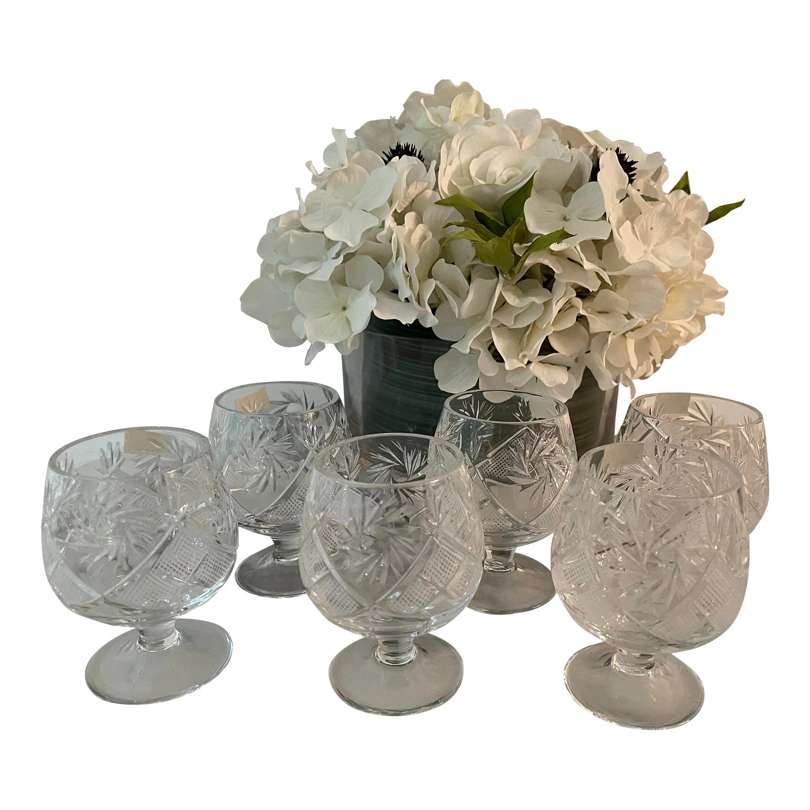 1950s Crystal Cordial Glasses- Set of 6 | Chairish