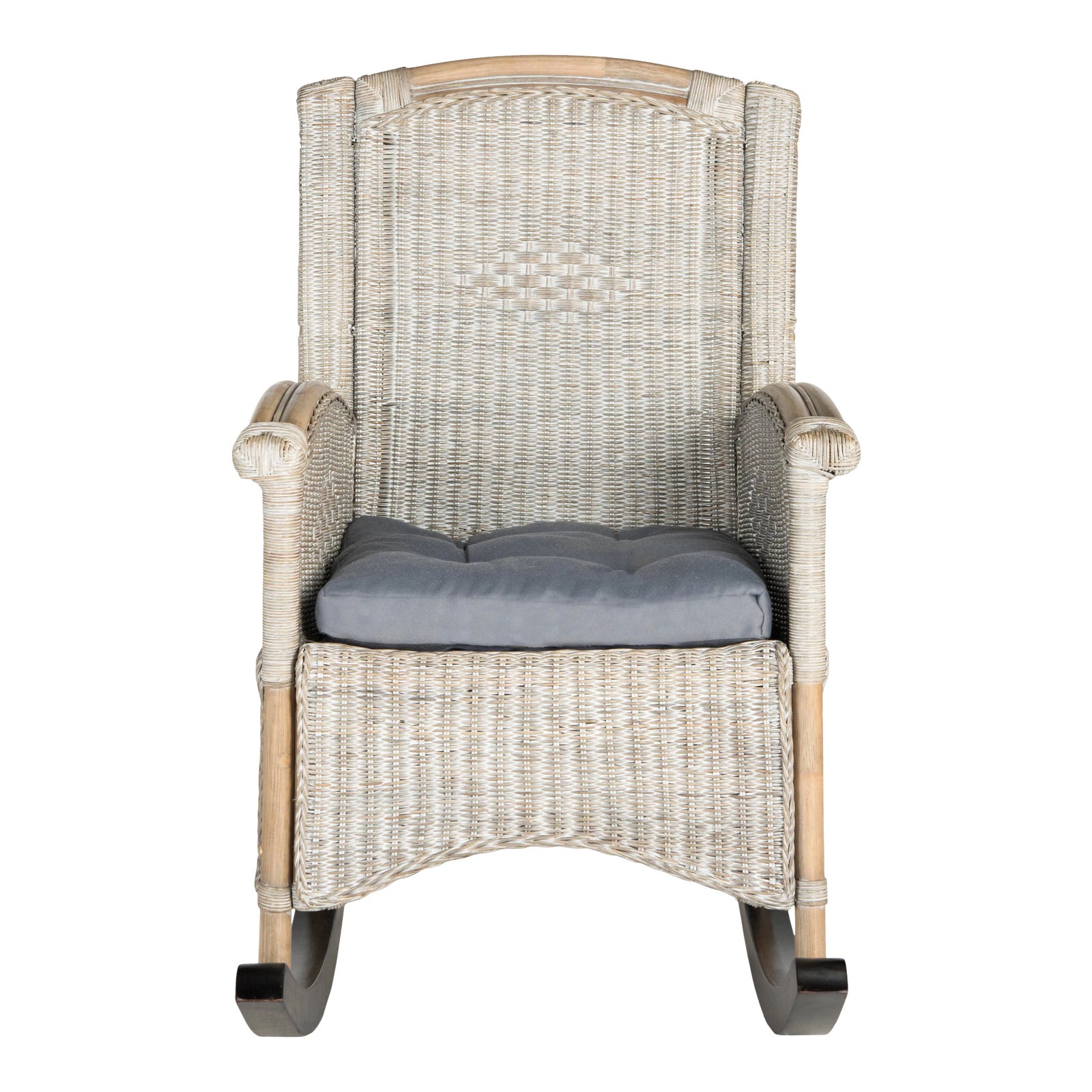 Jessica Wicker Rocking Chair in Antique Grey | Chairish