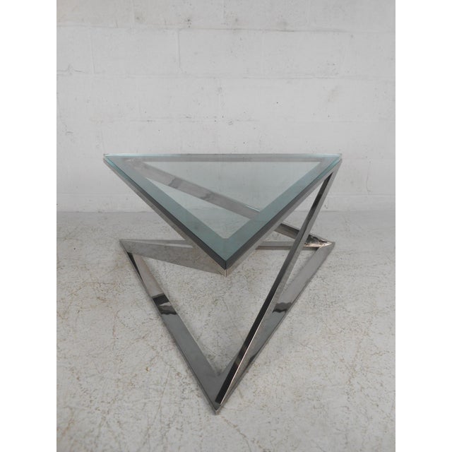 Mid-Century Modern Style Triangular Chrome Coffee Table | Chairish