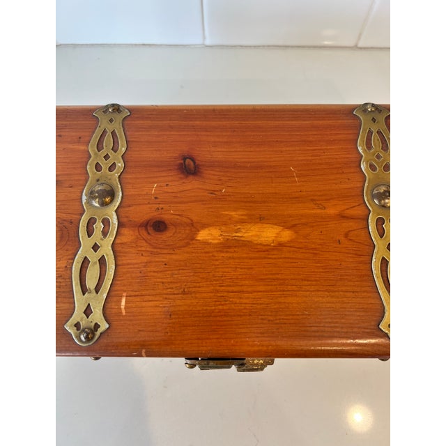 Vintage Dovetail Cedar Wood and Brass Cigar Box | Chairish