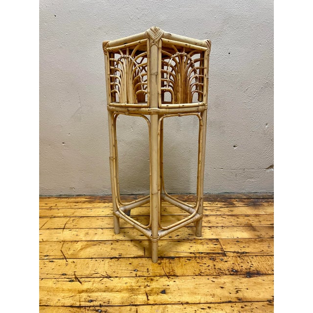 Vintage Natural Bamboo Boho Chic Plant Stand | Chairish