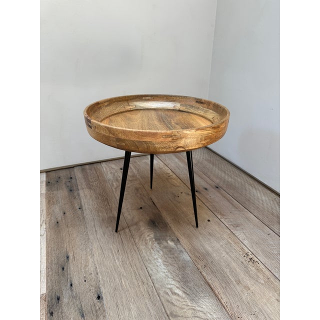 Mater Round Mango Wood Bowl Side Table | Chairish