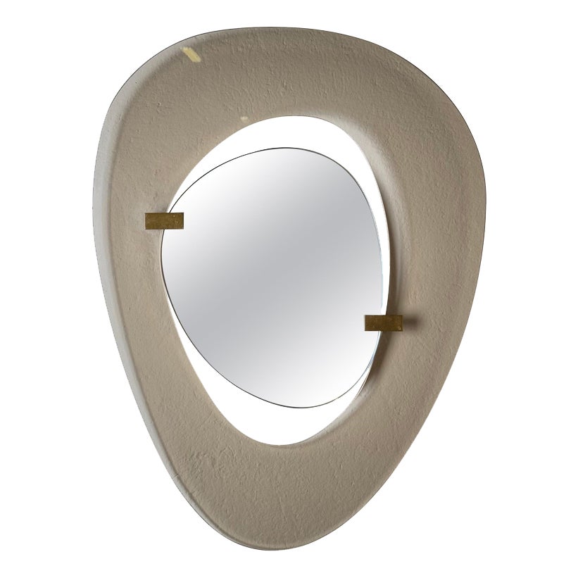 Asymmetrical Fumè Mirror attributed to Max Ingrand for Fontana Arte ...