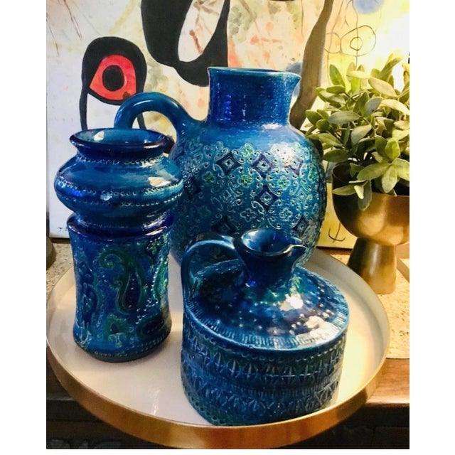 Bitossi Rimini Blue Glazed Ceramic Oversized Jug Vase by Aldo Londi ...