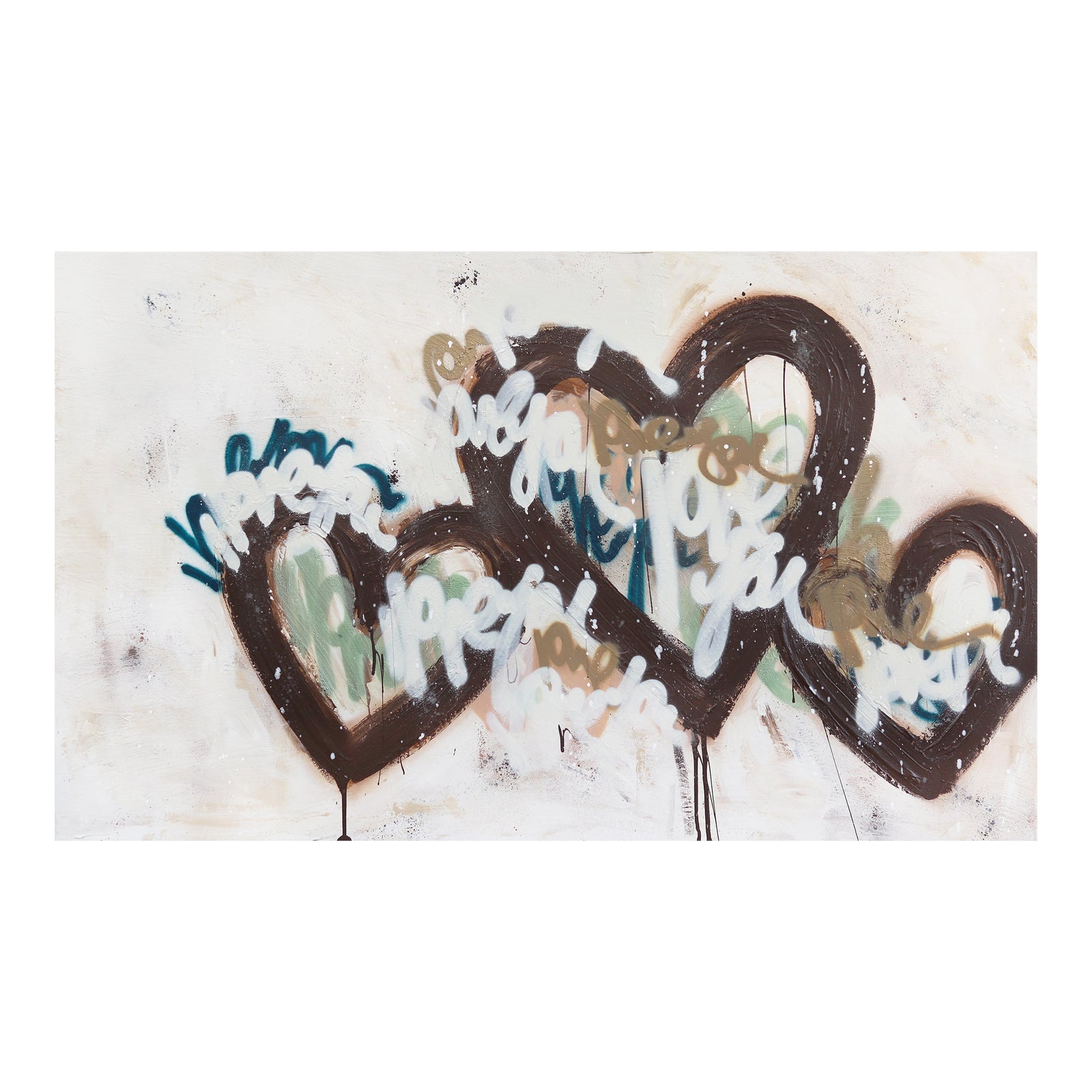 Forever Together - Graffiti Inspired Beige Hearts Abstract Original ...