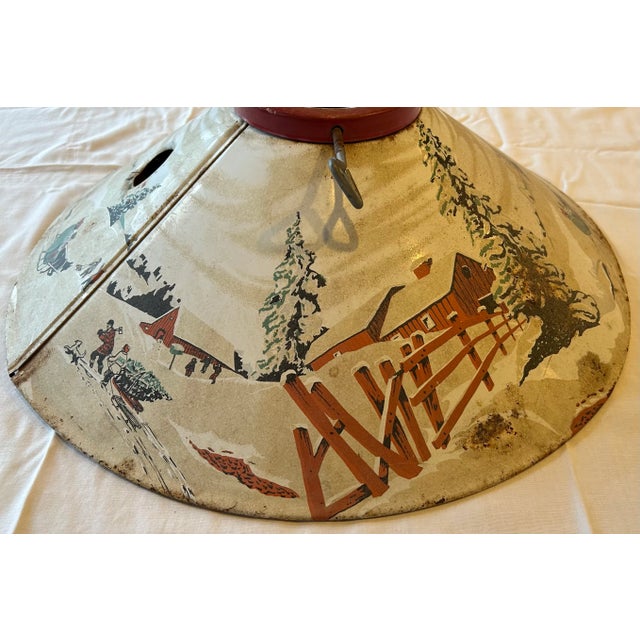 Vintage Colormatic Snow Scene Steel Christmas Tree Stand - | Chairish