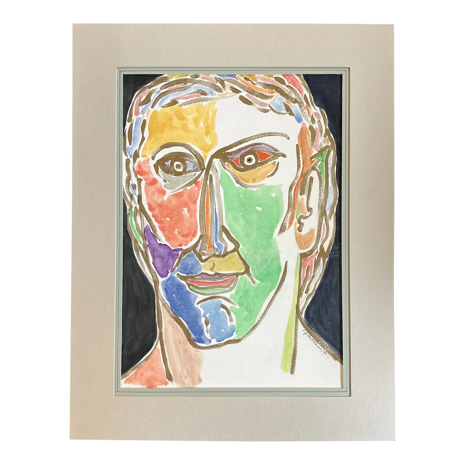 Contemporary Original E.J.Hartmann Abstract Male Portrait Painting ...