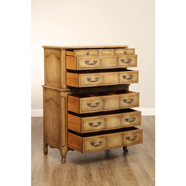 Fancher Vintage French Provincial Style Fruitwood Tall Chest | Chairish
