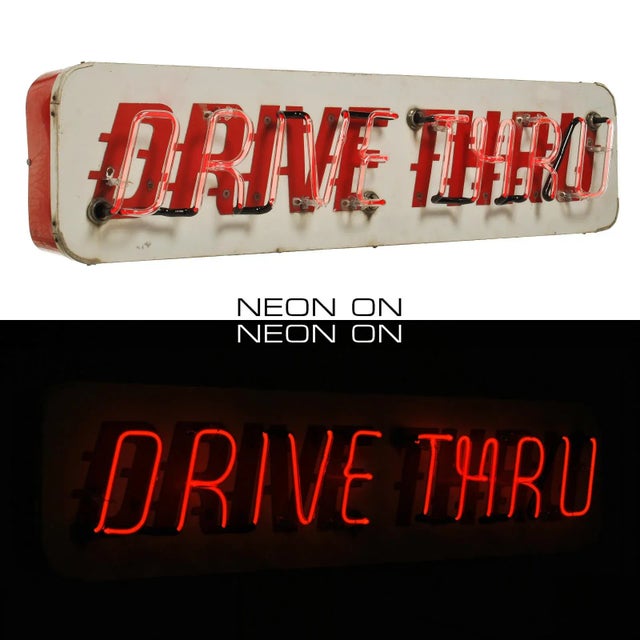 Authentic Vintage Drive Thru Neon Sign | Chairish