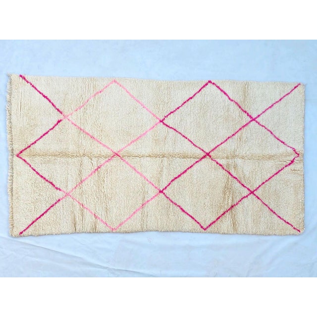 Pink Moroccan Beni Ourian Rug-5′2″ × 9′8″ | Chairish