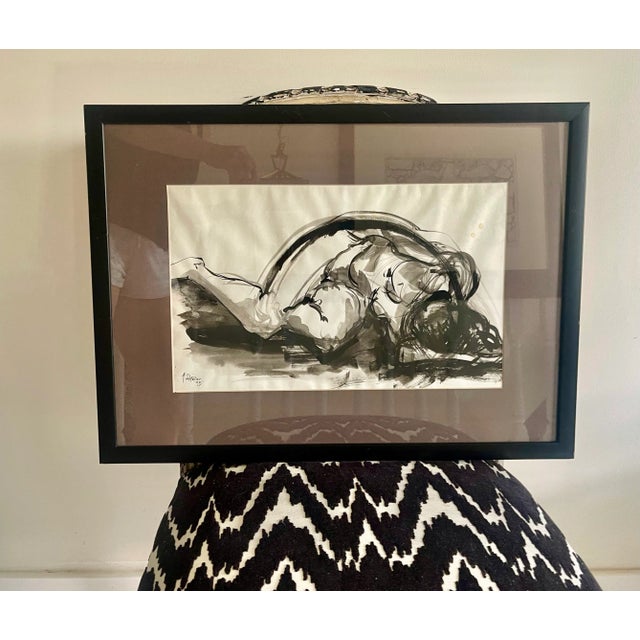 Expressive Ink Wash Figure Study, Signed | Chairish