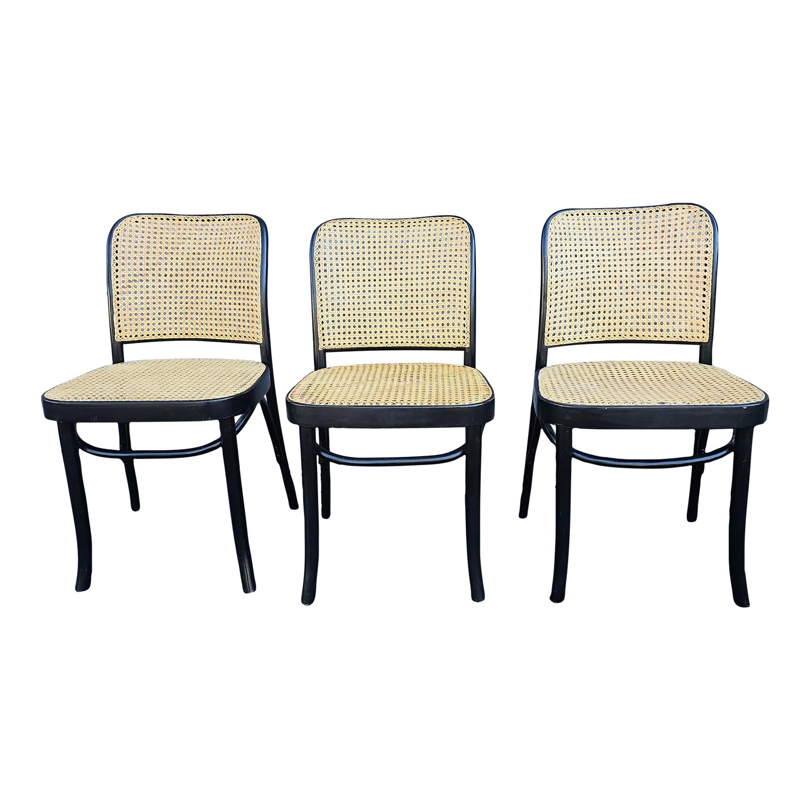 Josef Hoffman for Fmg Poland Ebonized and Caned Side Chair | Chairish