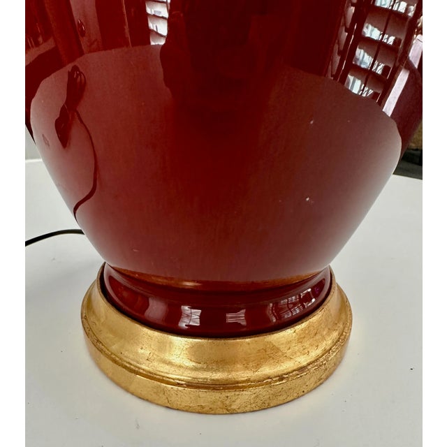 Single Chinese Sang De Boeuf Flambé Oxblood Porcelain Table Lamp | Chairish
