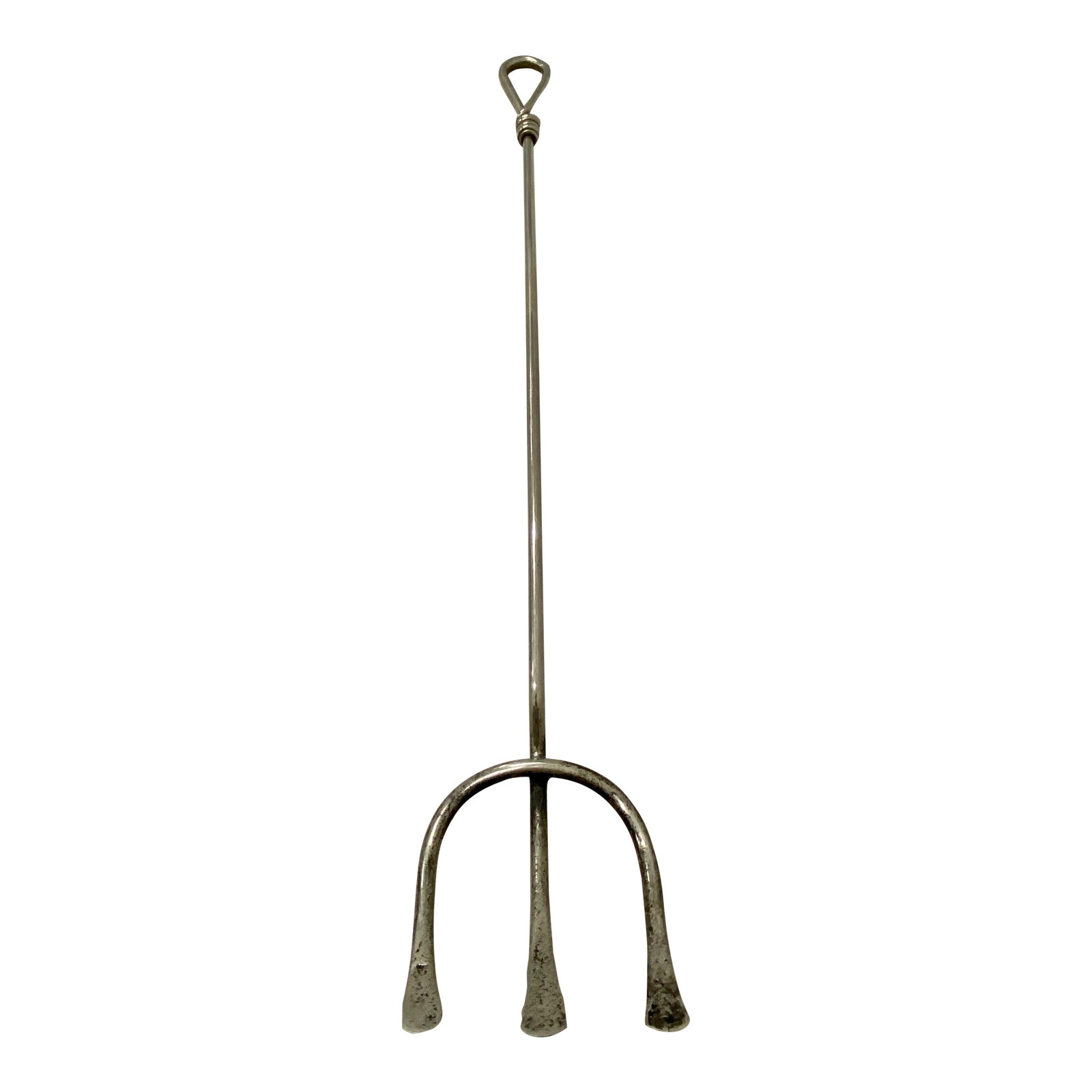 Mid 20th Century Hand Wrought Chrome Plated Steel Fireplace Log Fork ...