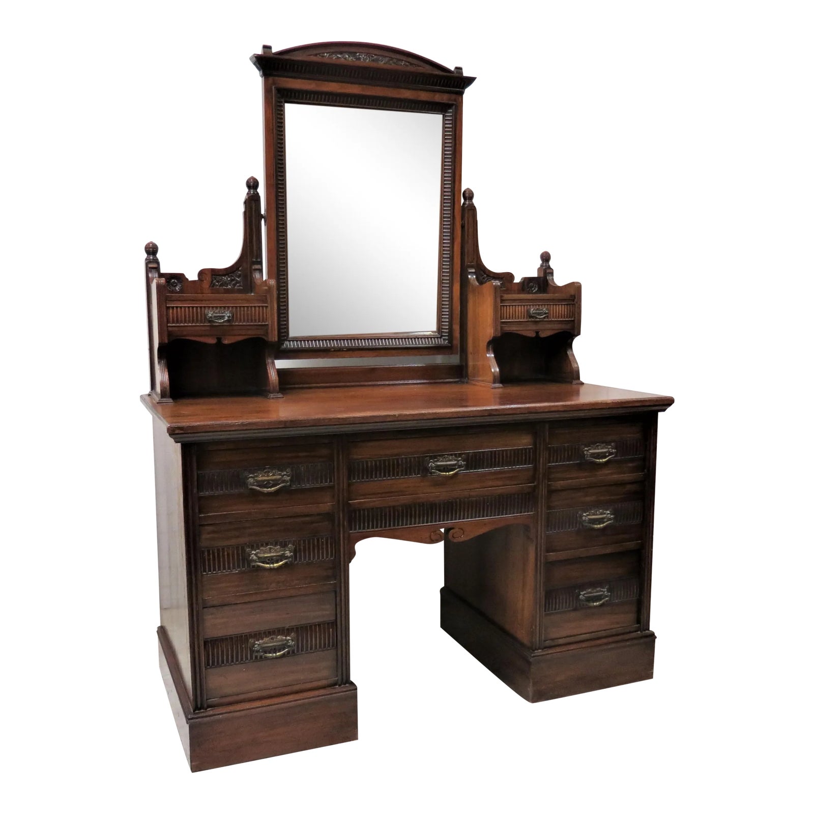 Antique English Georgian Dressing Chest With Beveled Mirror Circa 1890 ...