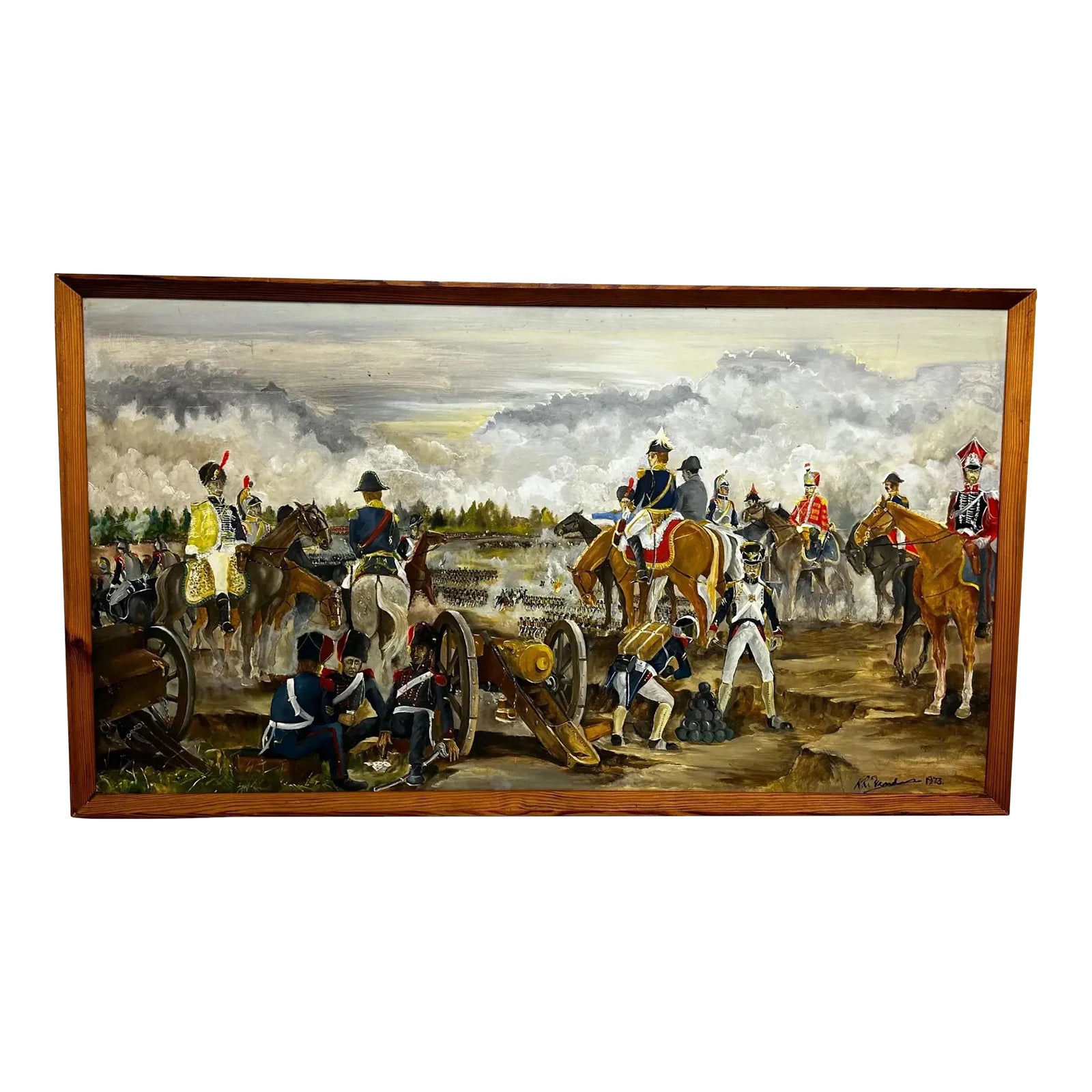 1970s Oil Painting Battle Waterloo Redcoats Against French Imperial ...