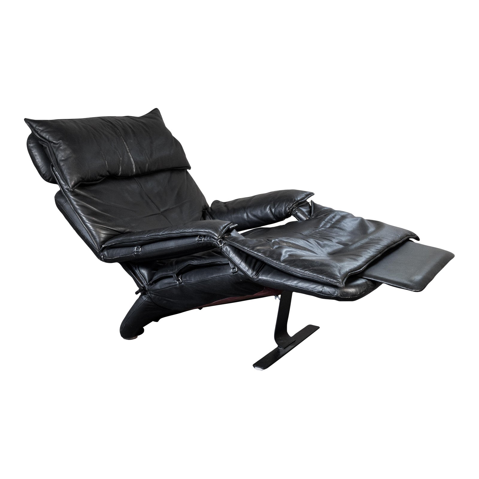 1980s Postmodern Percival Lafer 'Pony' Leather Recliner Chair | Chairish