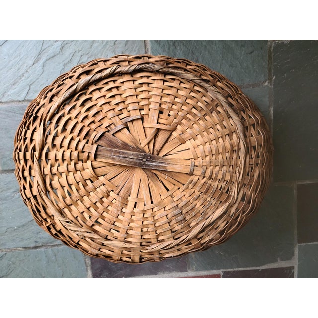 Large Anique Splint Basket | Chairish