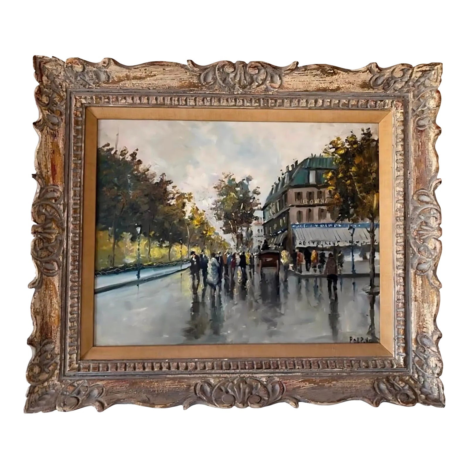 Antique Oil Painting of European City Scene by Piero Delle Piane ...