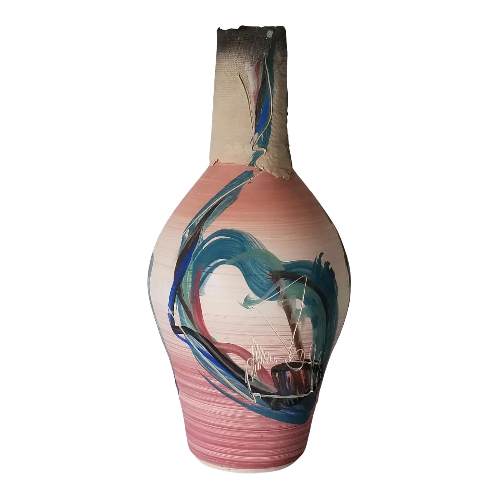 1990 Vintage Pettigrew Hand Painted Southwestern Pottery Vase | Chairish