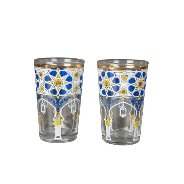 Vintage Moroccan Glass Arcade Temple Lantern Shot Glasses Aperitif ...