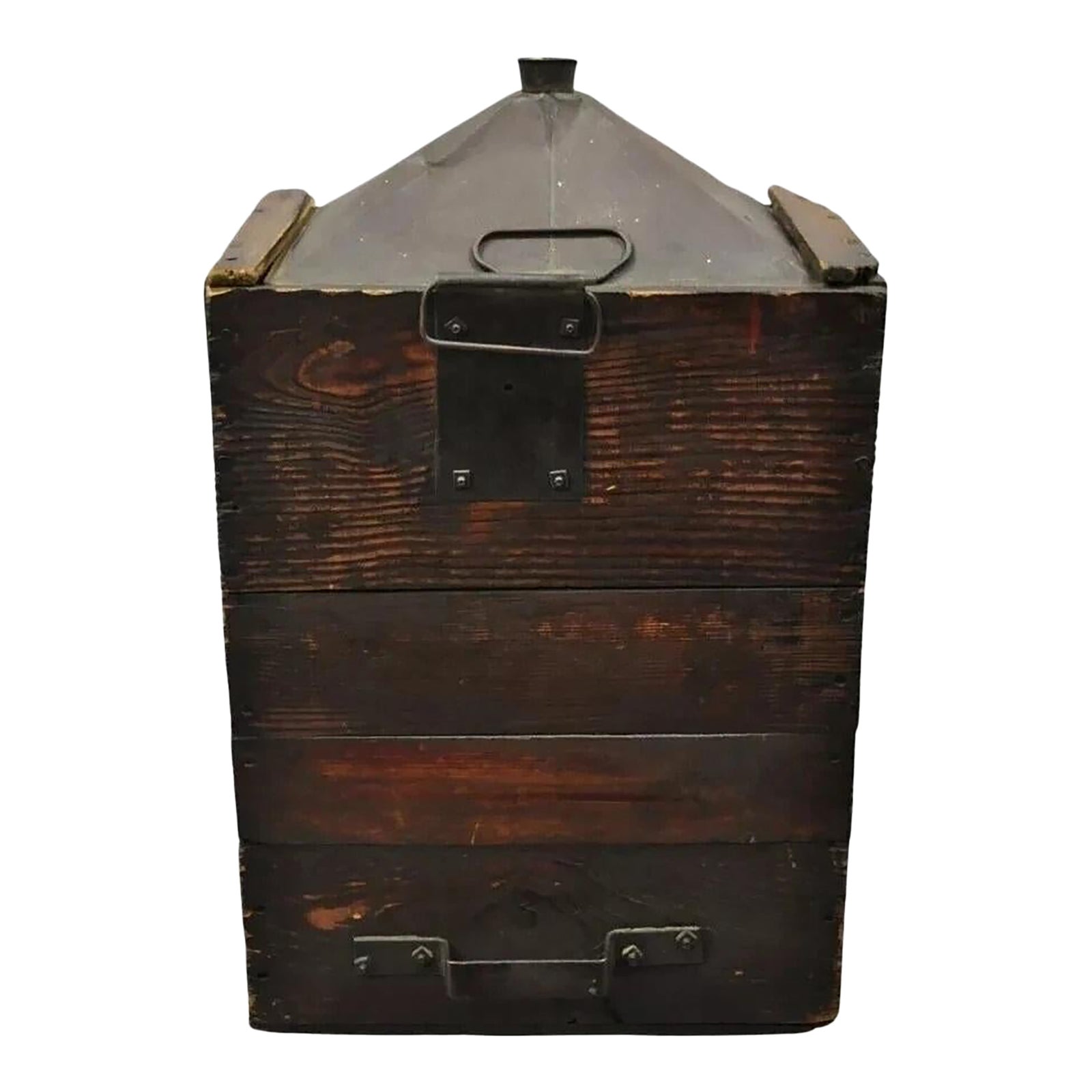 Antique Tin Metal Export Transport 5 Gallon Canister Container With ...
