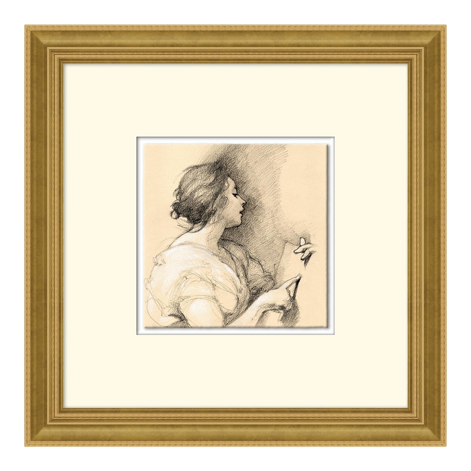 Figure Study of 'Sybil' by David O. Smith in Gold Frame, XS Art Print ...