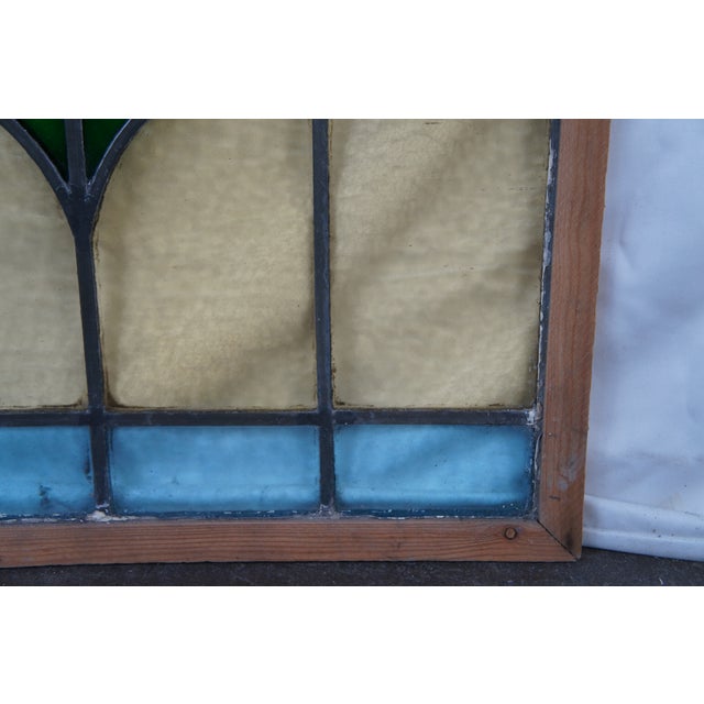 Antique English Victorian Leaded Stained Glass Window Floral Rose Pine ...
