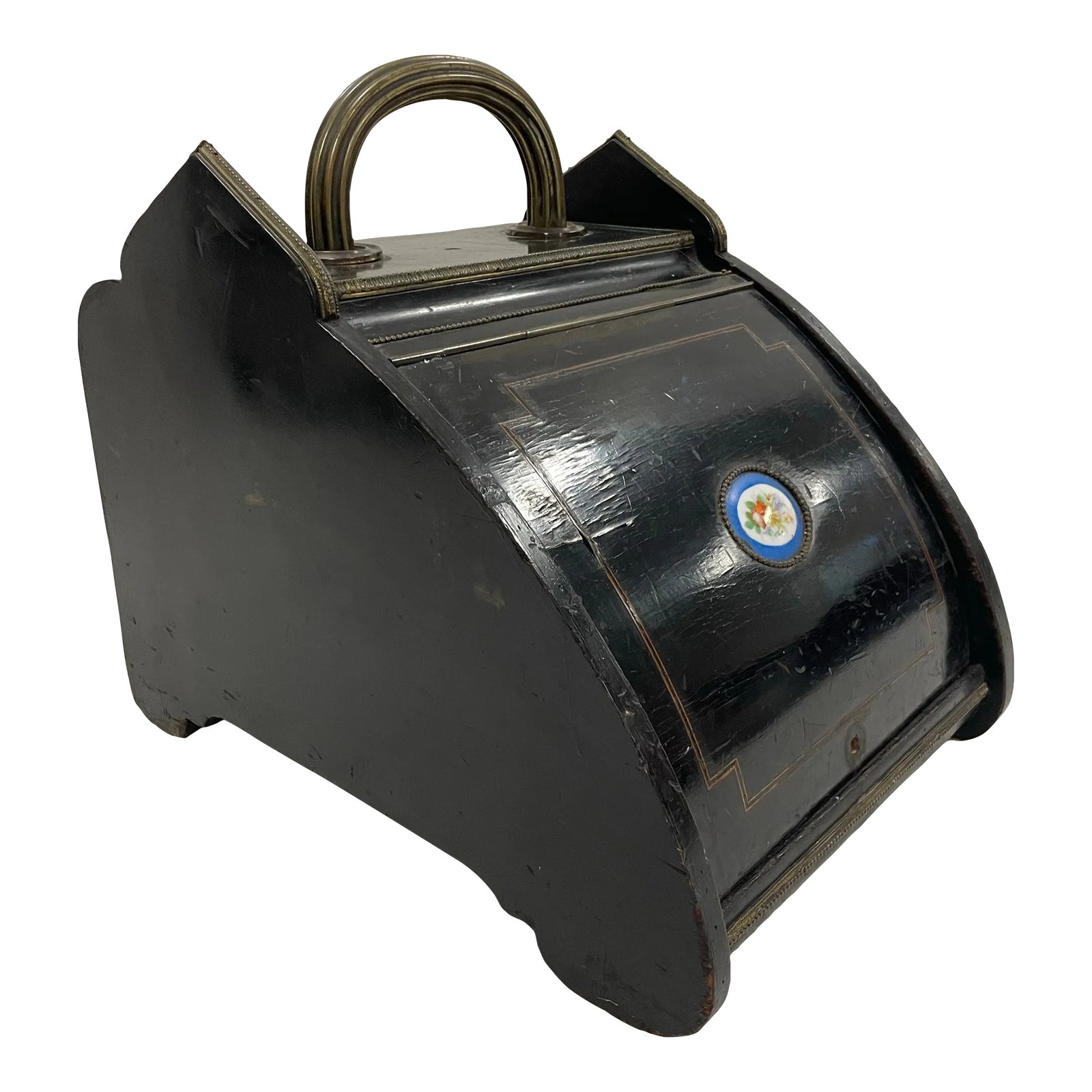 Early 19th Century William S Burton Wood Coal Scuttle | Chairish