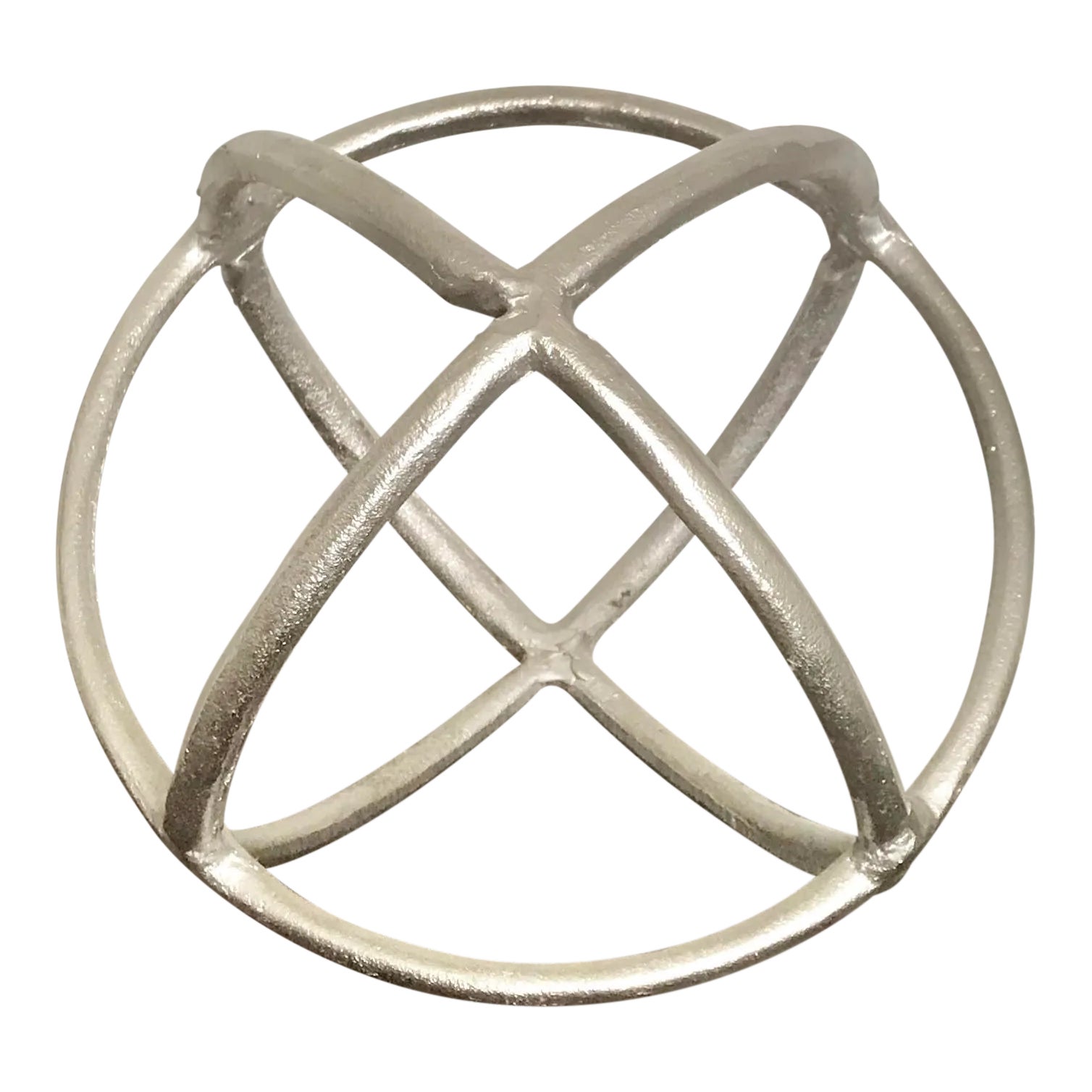 Silvertone Round Decorative Object / Paperweight | Chairish