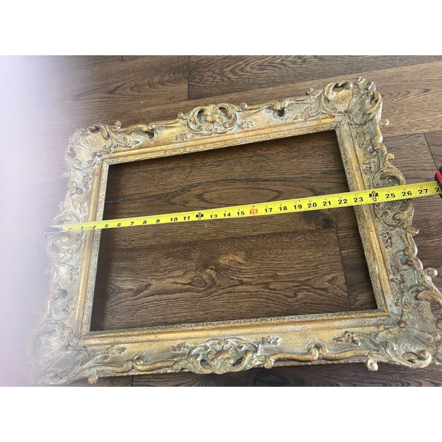 Early 20th Century Antique Painted Carved Wooden Picture Frame | Chairish