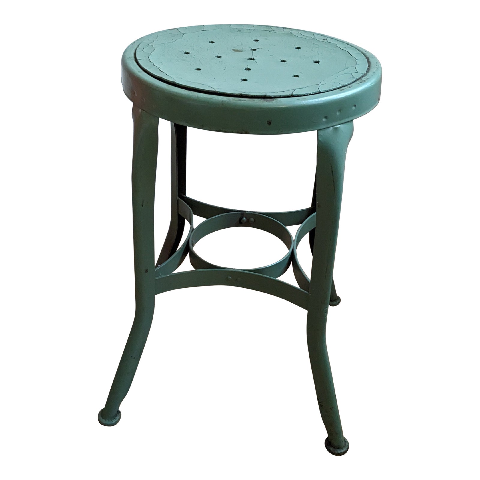 Mid 20th Century Uhl Stationary Stool With Pierced Metal Seat | Chairish