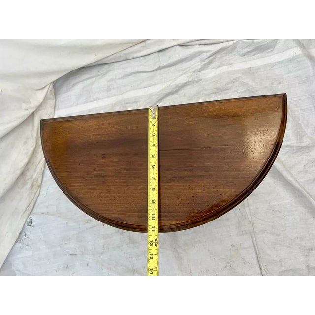 1920s Antique Demilune Console Table With Bottom Shelf Solid Walnut ...