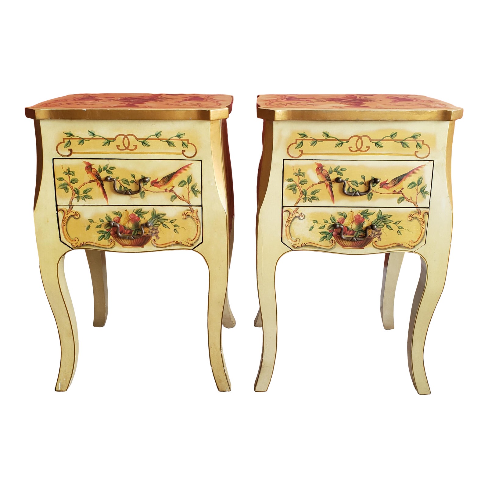 1980s Yellow Hannd-Painted Monkey Tables - a Pair | Chairish
