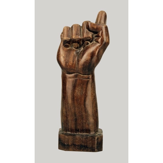 Late 20th Century Dominican Hand-Carved Varnished Wooden Hand Sculpture ...
