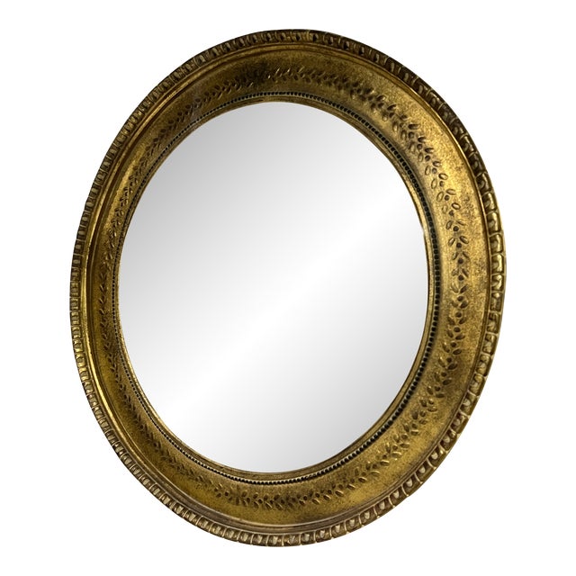 1980s Vintage Bombay Company Round Gold Painted Mirror With Leaf Motif ...