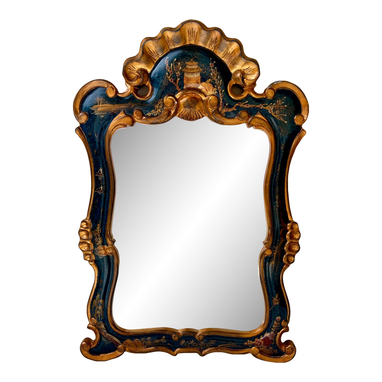 Vintage Tony Duquette Style Chinouserie Blue Laquerd and Gilded Petite ...