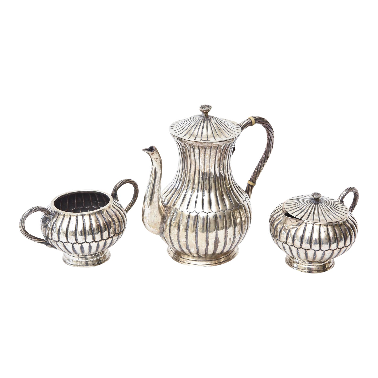 Sterling Silver Sanborn Hallmarked Tea and Coffee Service Set of 3 ...