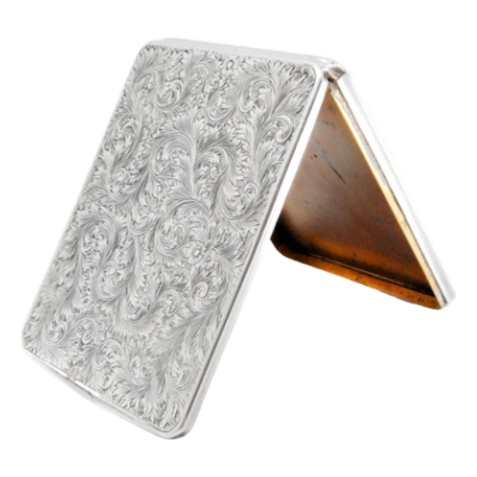Silver Cardboard Box with Engraved Designs | Chairish