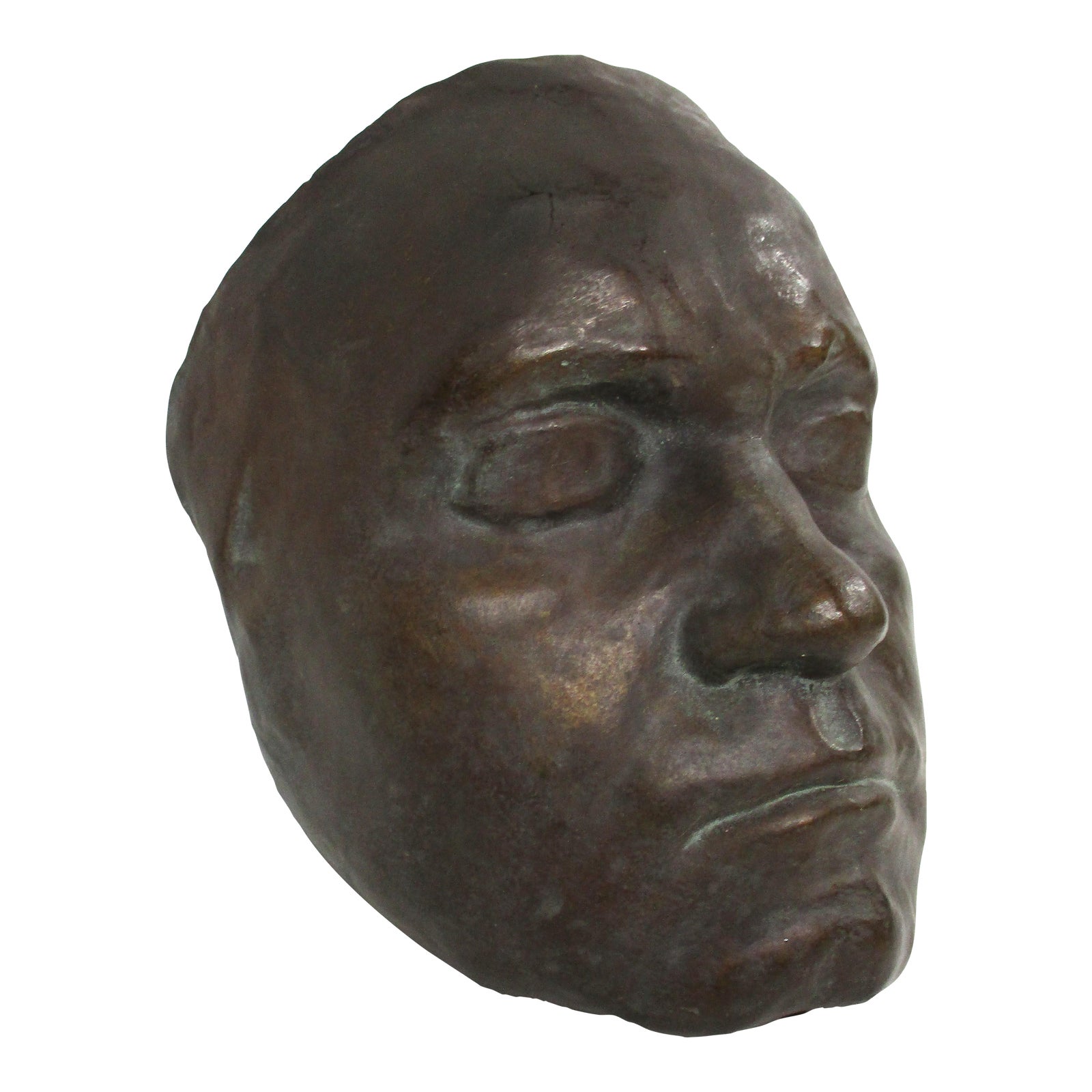 Male Bronzed Style Death Mask Face Sculpture | Chairish