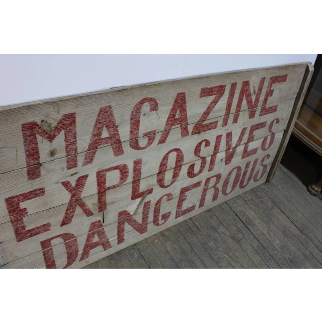 Vintage Hand-Painted Wood "Explosives Dangerous" Sign | Chairish