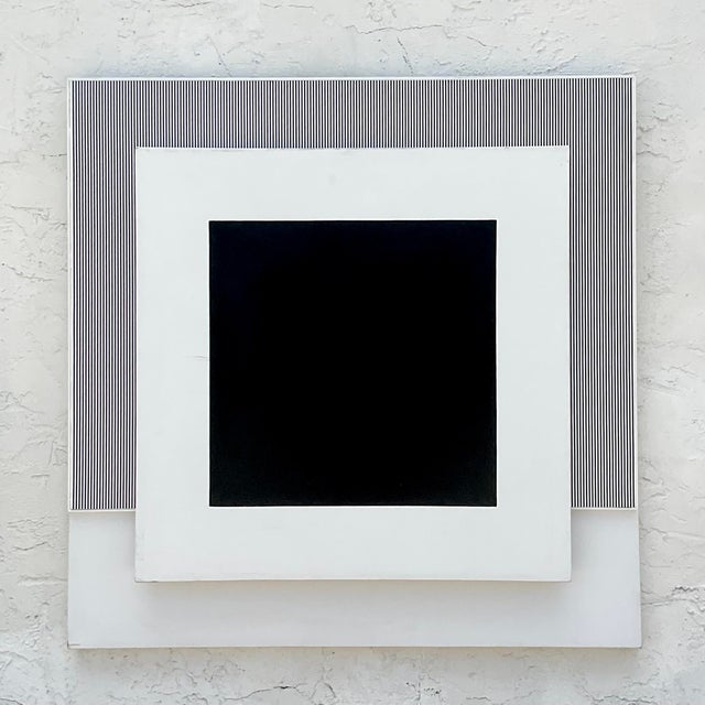 Vintage Contemporary Geometric Abstract Stacked Canvas Painting | Chairish