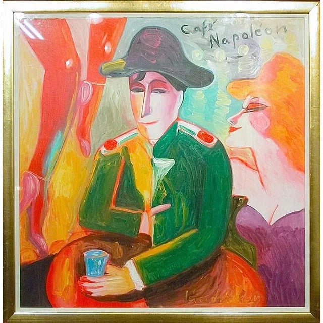 Earl Linderman "Café Napoleon" Original Oil Painting on Canvas | Chairish