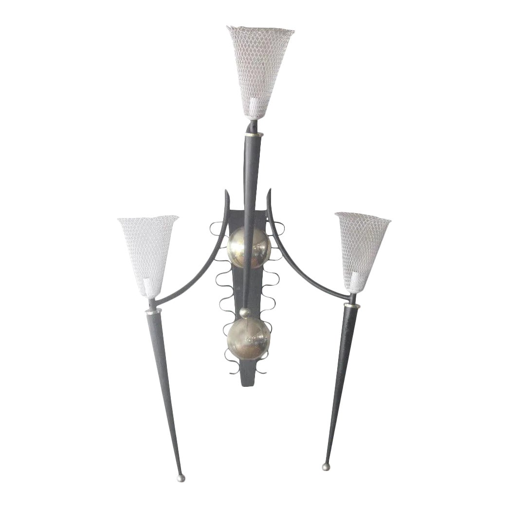 P. Marchand Mategot Style Monumental New York Theater Lighting Sconce ...