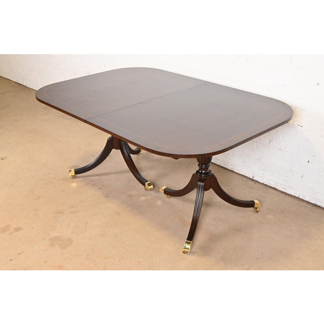 Councill Furniture Georgian Banded Mahogany Double Pedestal Extension ...