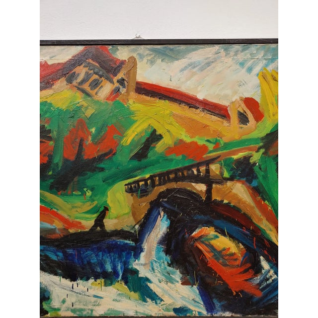 1959 Signed Abstract Expressionist Oil Painting on Canvas, Framed ...