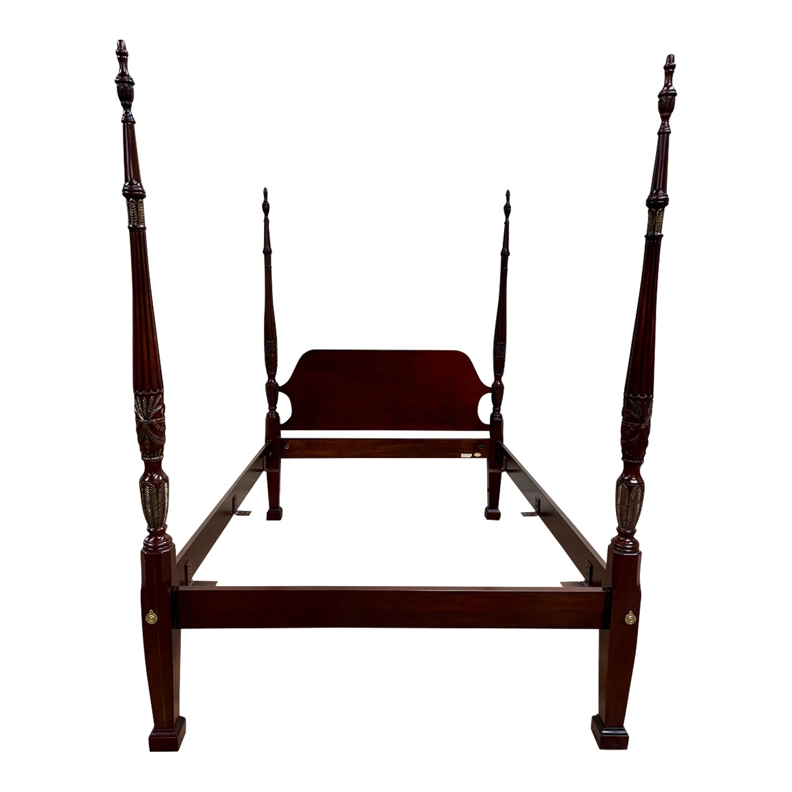 Vintage Councill Craftsman Queen Size Mahogany Carved Four Poster Rice ...